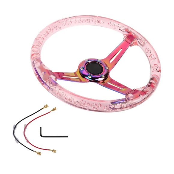 Other | 6holes 35mm Deep Dish Vip Pink Crystal Bubble Neo Chrome Spoke ...